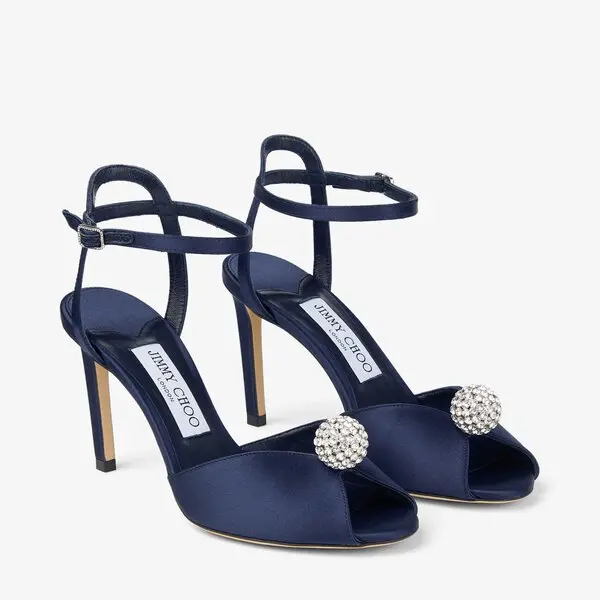 JIMMY CHOO Embellished Open-toe High-heeled Sandals - Ocean/crystal