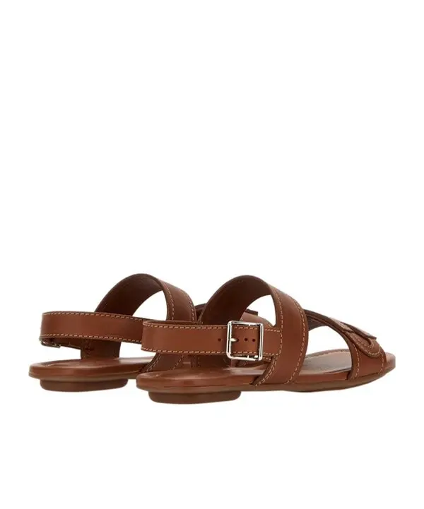 Hogan Logo Strap Flat Sandals - Brown