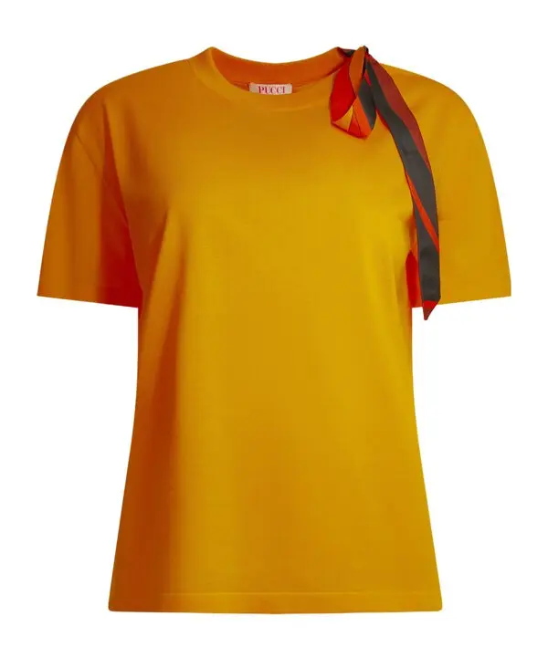Emilio Pucci Ribbon Detail Crew Neck T-shirt - Brown