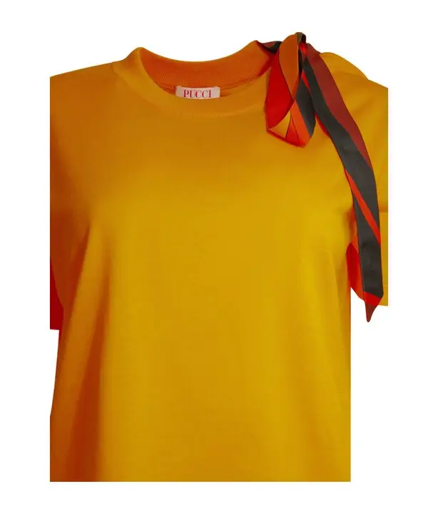 Emilio Pucci Ribbon Detail Crew Neck T-shirt - Brown