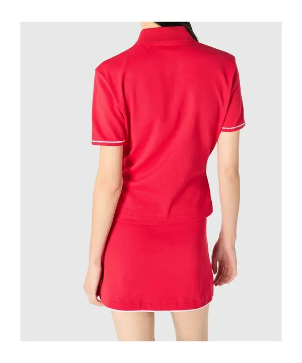 MARINE SERRE Ribbed Jersey Polo T-shirt