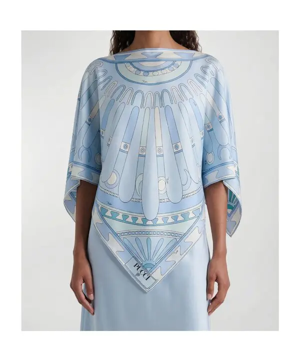 Emilio Pucci Printed Open-front Cape Top