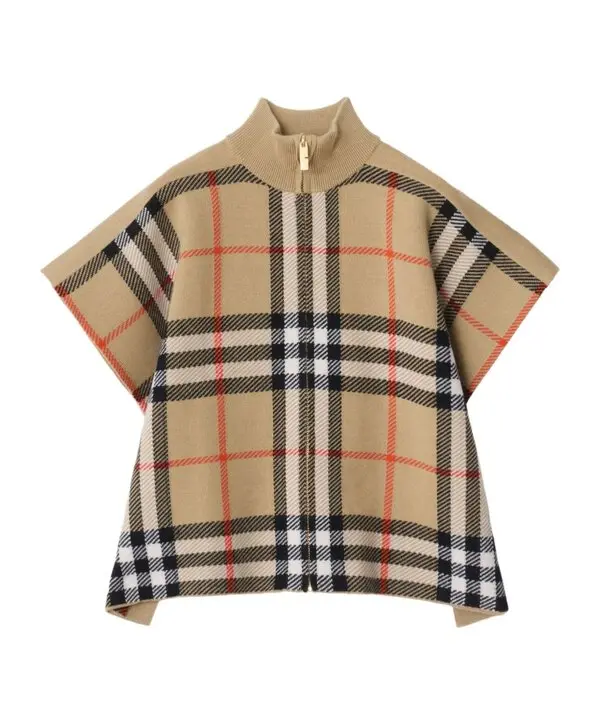 Burberry Reversible Checked Knitted Cape