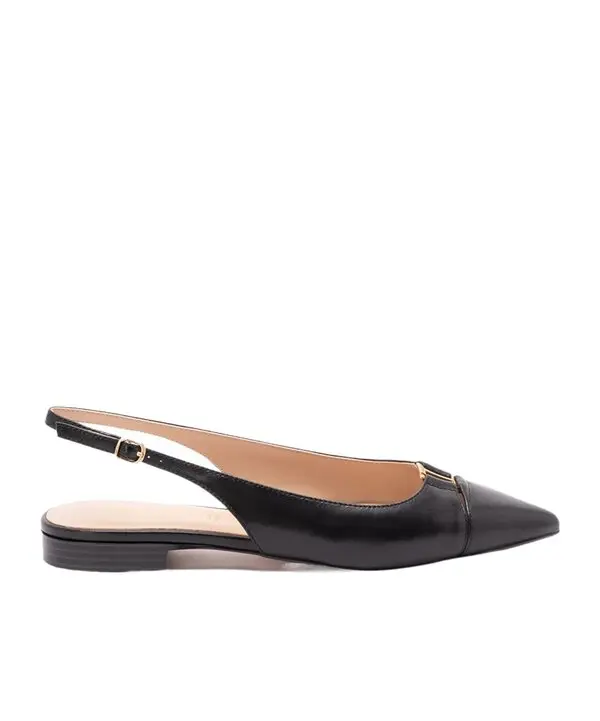 TWINSET Pointed Toe Slingback Ballet Flats With Gold-tone Hardware