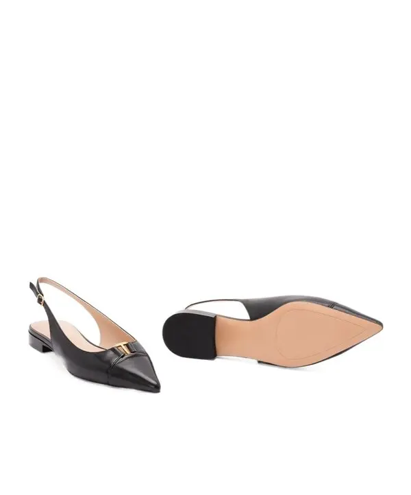 TWINSET Pointed Toe Slingback Ballet Flats With Gold-tone Hardware