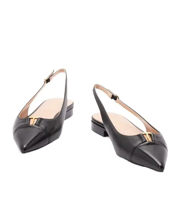 TWINSET Pointed Toe Slingback Ballet Flats With Gold-tone Hardware