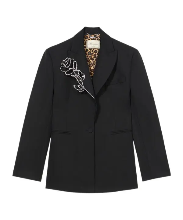 Blumarine Crystal Rose Single-breasted Blazer