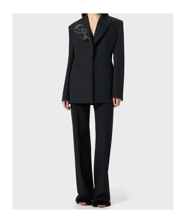 Blumarine Crystal Rose Single-breasted Blazer