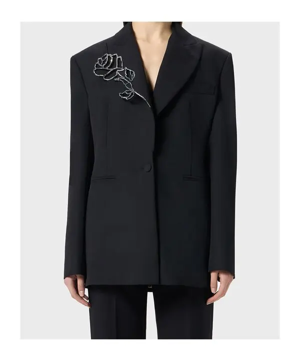 Blumarine Crystal Rose Single-breasted Blazer