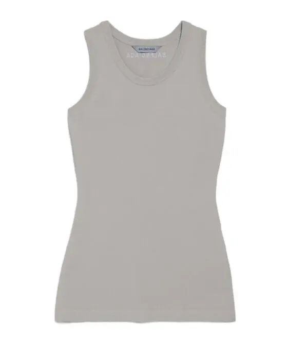 Balenciaga Logo Ribbed Crewneck Tank Top - Grey