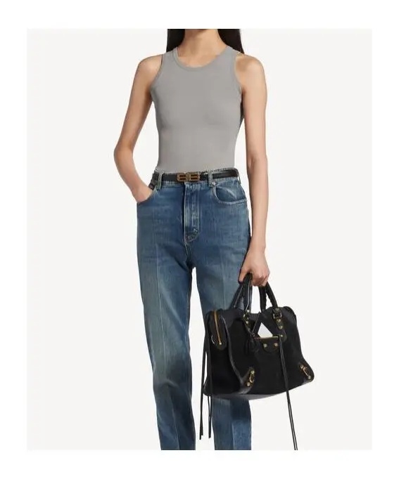 Balenciaga Logo Ribbed Crewneck Tank Top - Grey