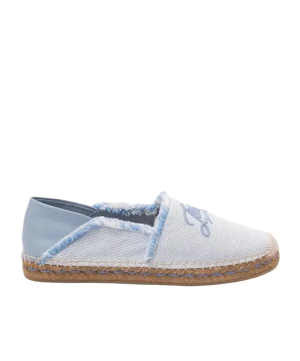 JIMMY CHOO Frayed Logo Cotton Espadrilles - White