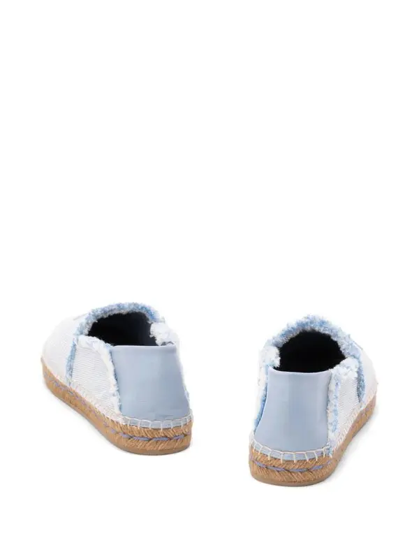 JIMMY CHOO Frayed Logo Cotton Espadrilles - White