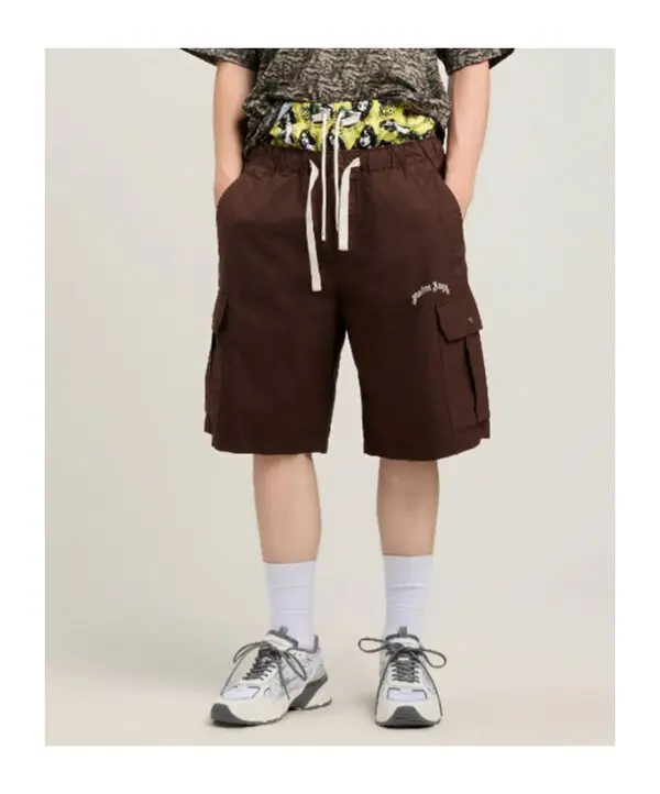 Palm Angels Curved Logo Cargo Shorts