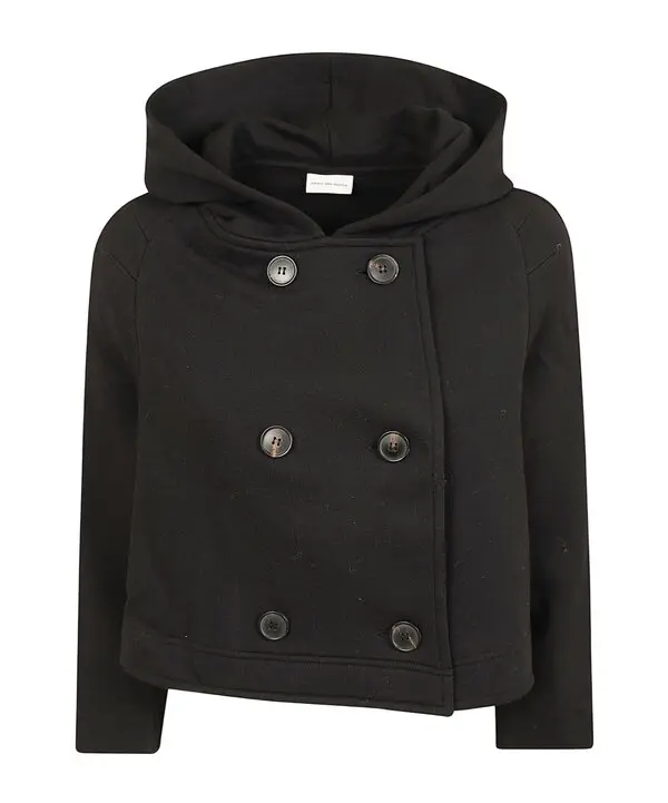 Dries Van Noten Double-breasted Hooded Jacket - Black