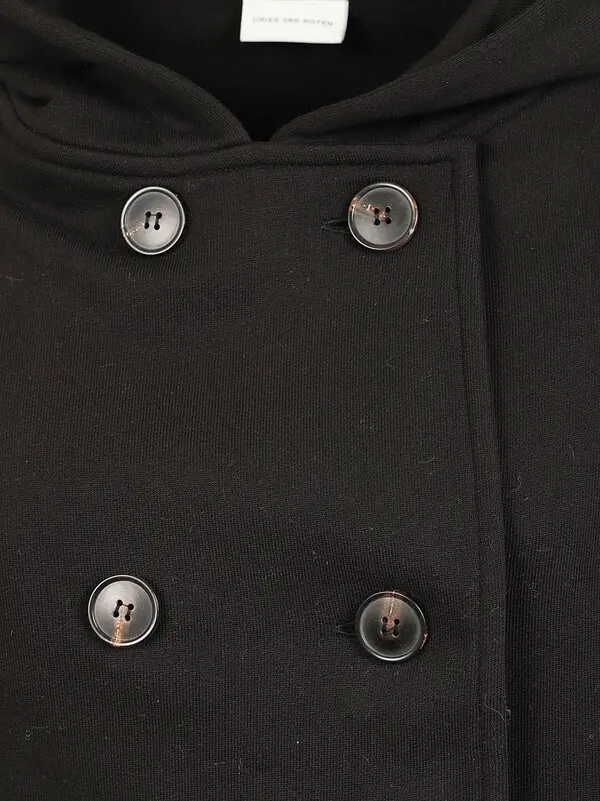 Dries Van Noten Double-breasted Hooded Jacket - Black
