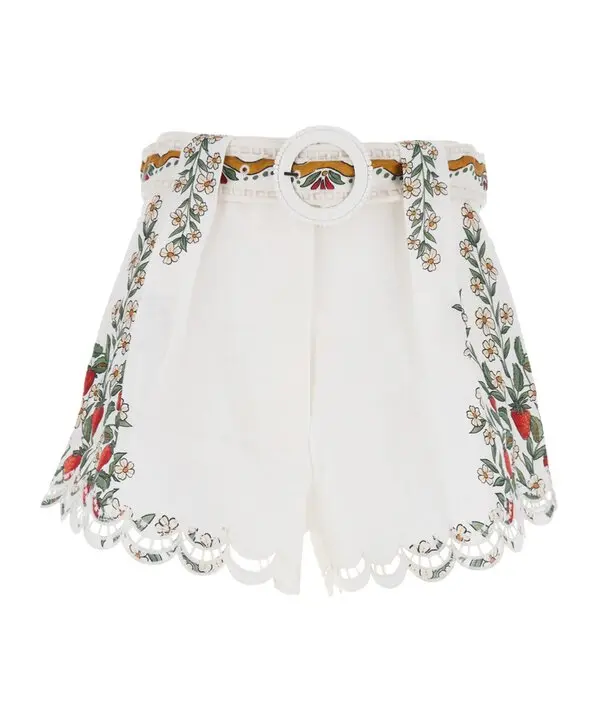Farm Rio Fruit Beauty Embroidered Shorts - White