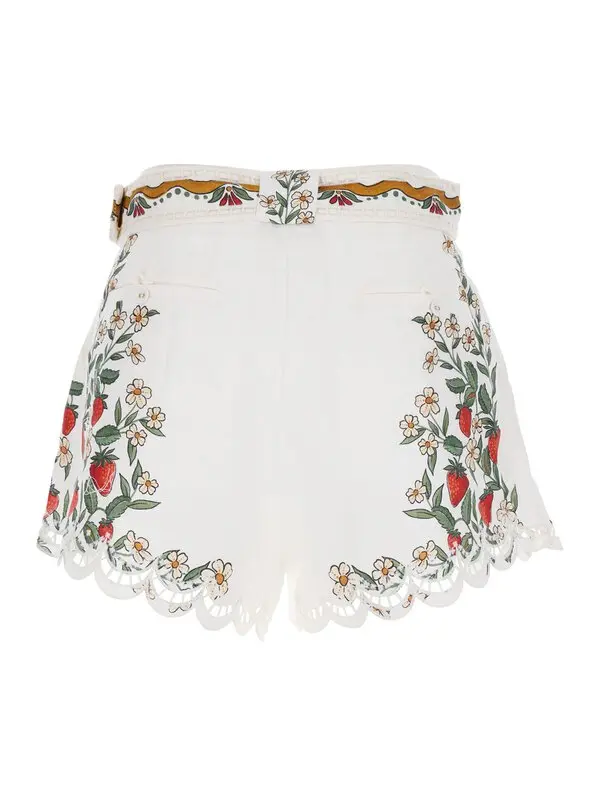 Farm Rio Fruit Beauty Embroidered Shorts - White