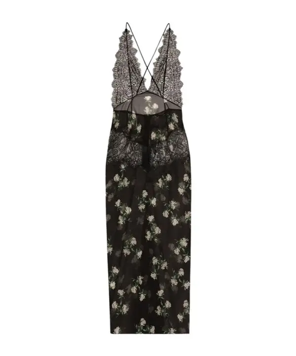 Dolce & Gabbana Violets-print Lace Insert Dress - Multi-color
