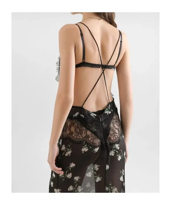 Dolce & Gabbana Violets-print Lace Insert Dress - Multi-color