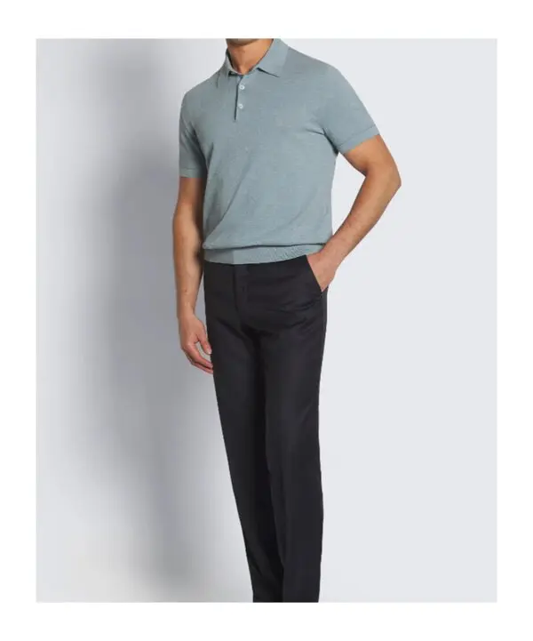 Brioni Island Pique Cotton Polo Shirt - Light Blue