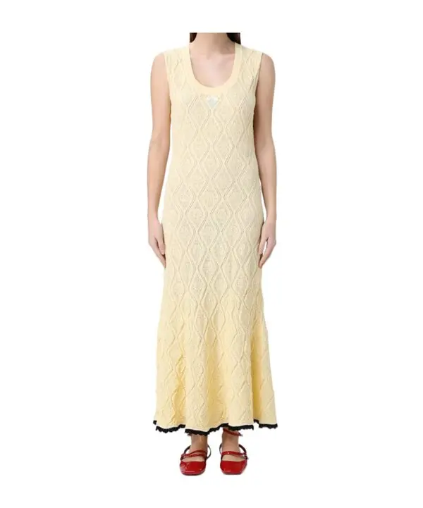 SELF-PORTRAIT Pointelle Knit Midi Dress