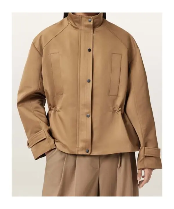 ALLSAINTS Luellah Stand Collar Jacket - Greige Brown