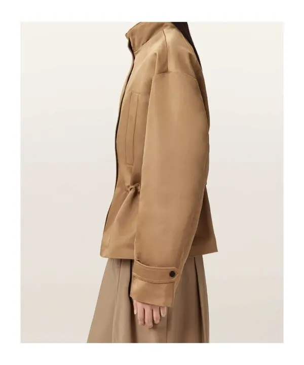 ALLSAINTS Luellah Stand Collar Jacket - Greige Brown