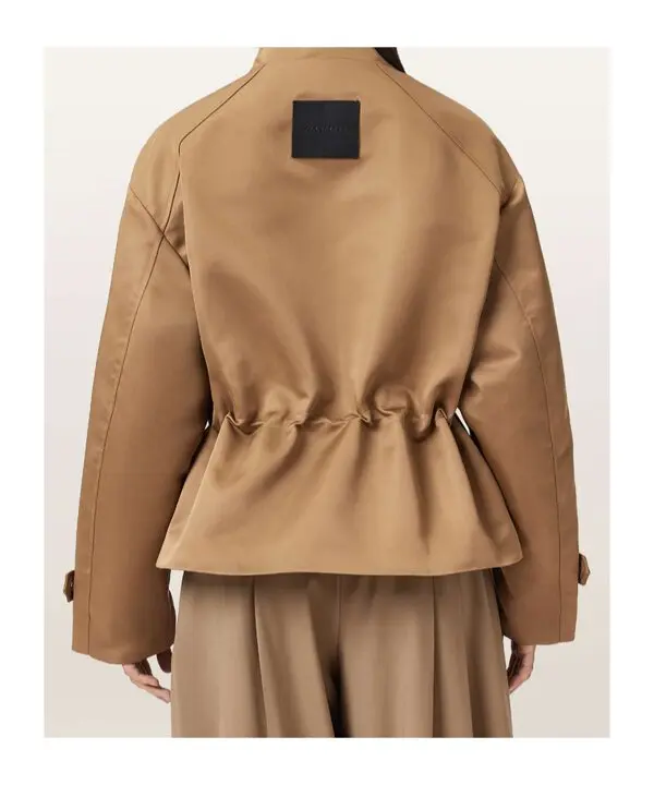 ALLSAINTS Luellah Stand Collar Jacket - Greige Brown