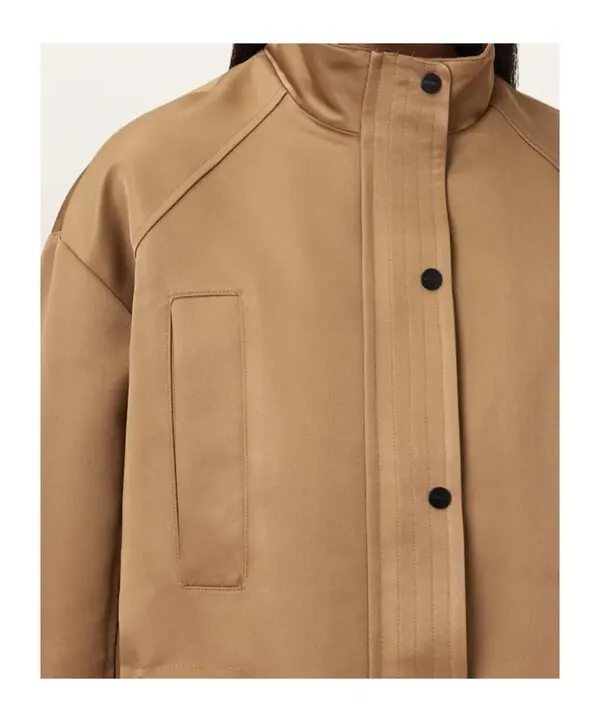 ALLSAINTS Luellah Stand Collar Jacket - Greige Brown