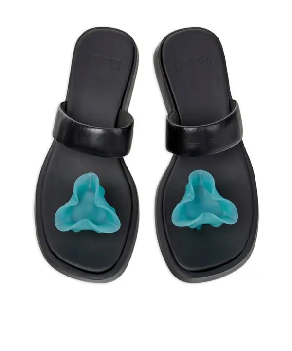 Camper Dana Leather Sandals With Floral Appliqu