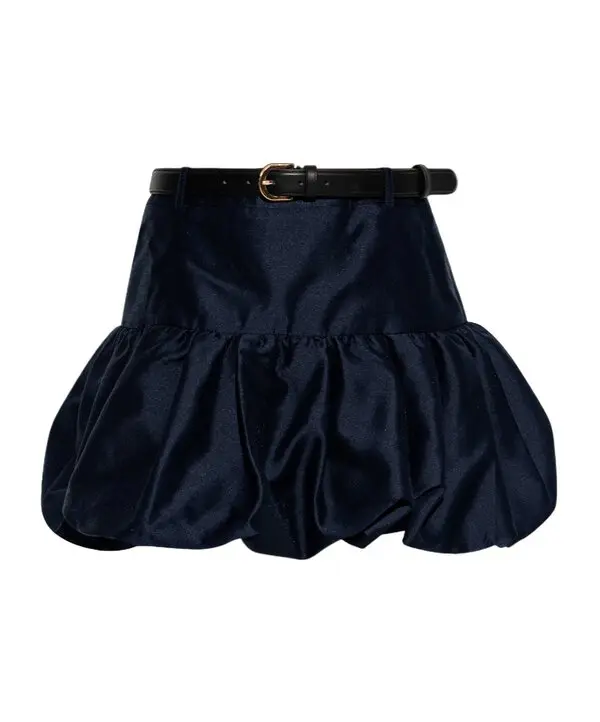 SELF-PORTRAIT Pleated Balloon Skirt - Navy