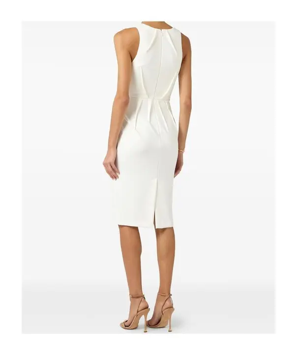 Elisabetta Franchi Sleeveless V-neck Midi Dress With Pleats - White