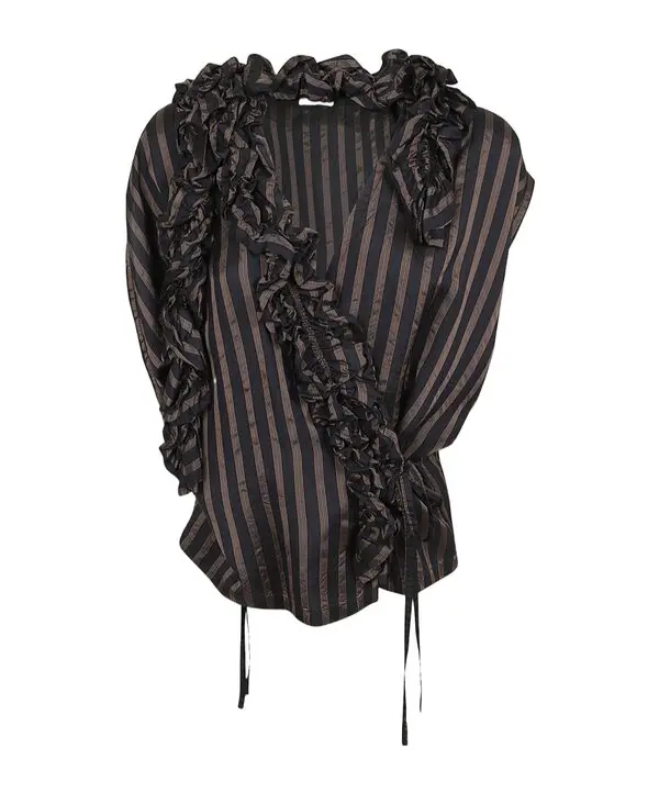 Dries Van Noten Striped Ruffled Top - No