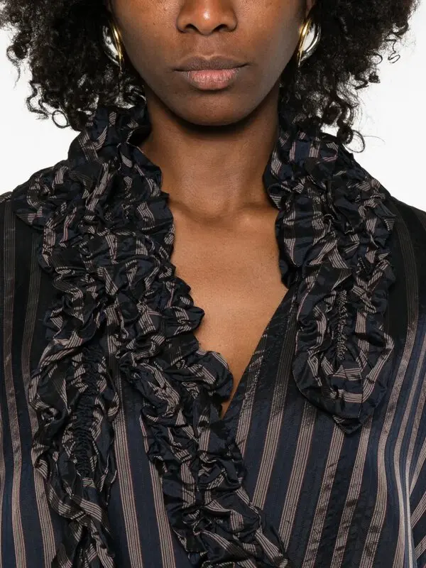 Dries Van Noten Striped Ruffled Top - No