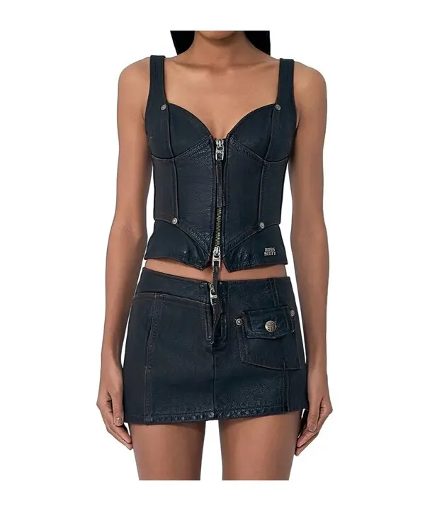 KNWLS Sleeveless Plunge Top With Zipper Detail