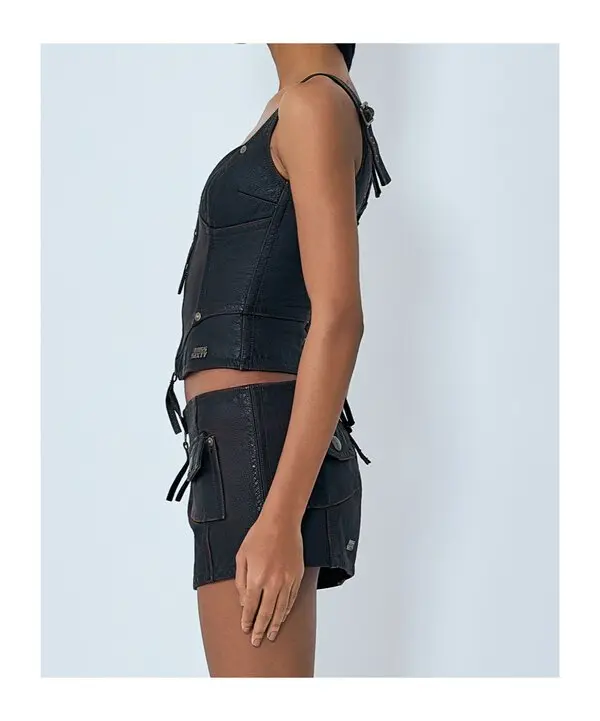 KNWLS Sleeveless Plunge Top With Zipper Detail