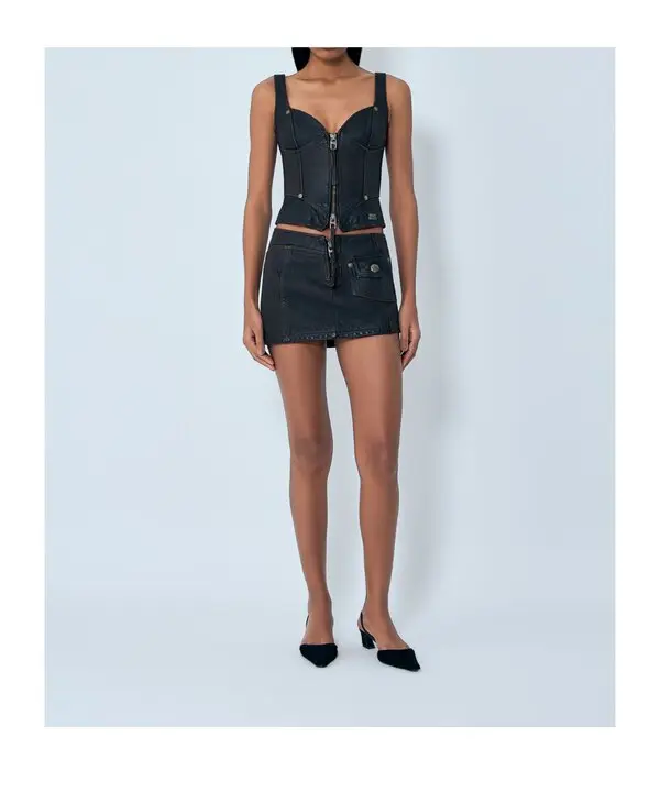 KNWLS Sleeveless Plunge Top With Zipper Detail