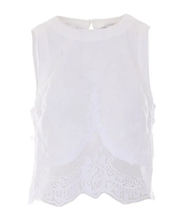 TWINSET Sleeveless Floral Lace Tank Top - White