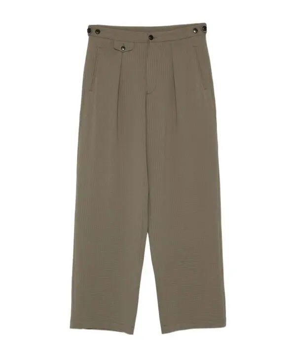 Emporio Armani Button Detailed Wide Leg Trousers - Brown