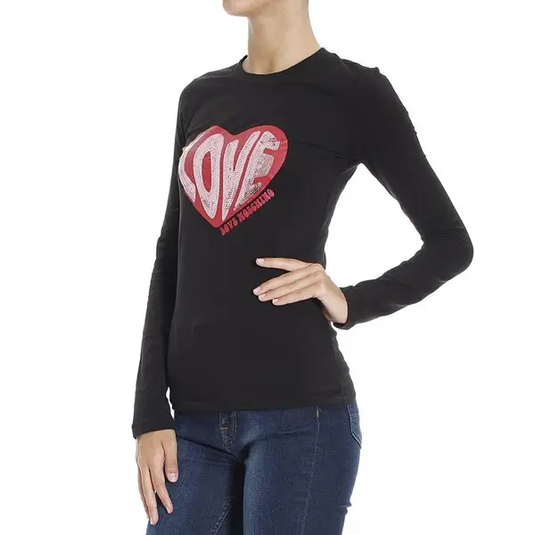 Moschino Long Sleeve T-shirt With Heart Logo Detail