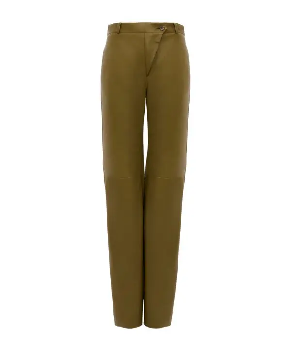 Chloé Straight Leather Pants - Eucalyptus