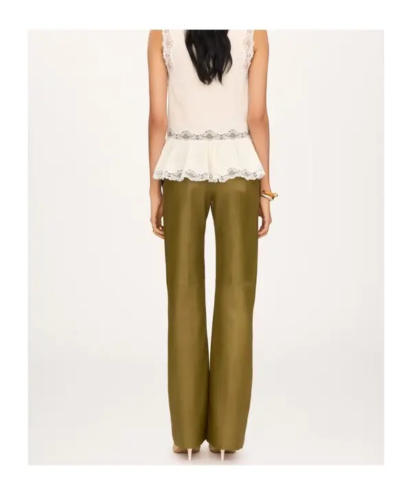 Chloé Straight Leather Pants - Eucalyptus