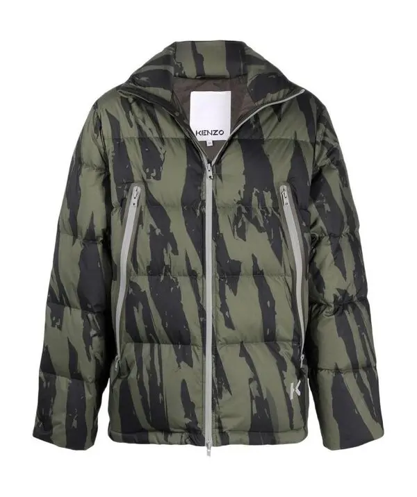 Kenzo Puffer Jacket With Camouflage Print