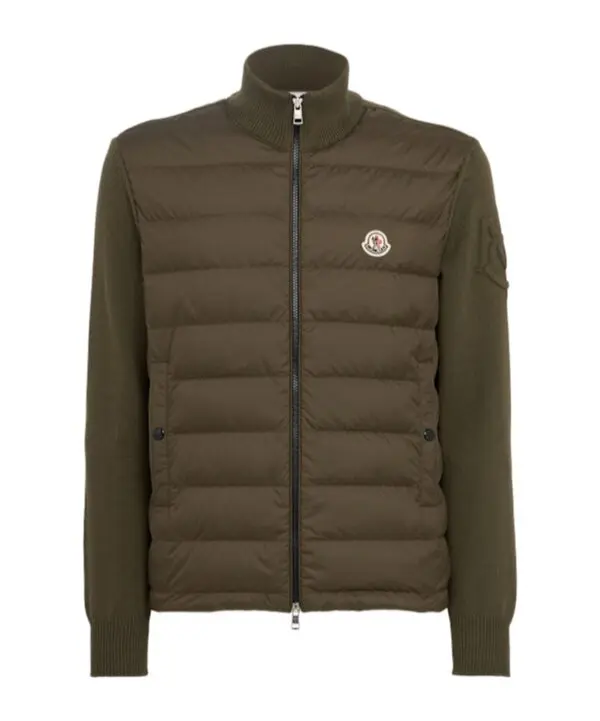 Moncler Padded Zip-up Cotton Blend Down Cardigan - Brown