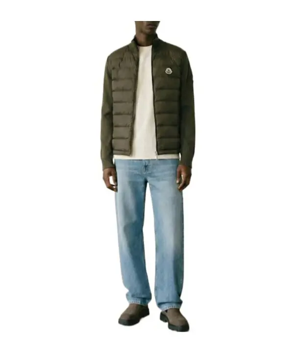 Moncler Padded Zip-up Cotton Blend Down Cardigan - Brown