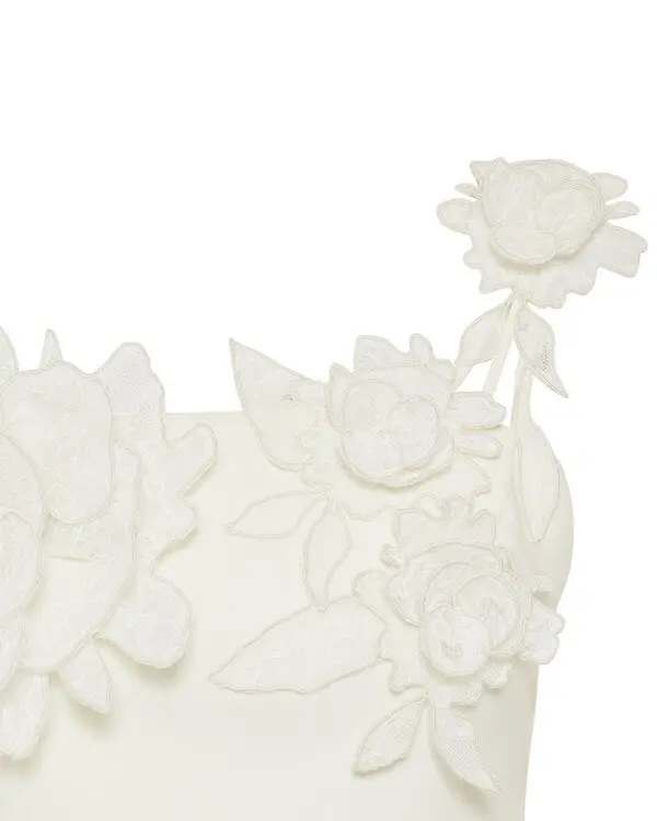 David Koma Floral Appliqué Spaghetti Strap Top - White