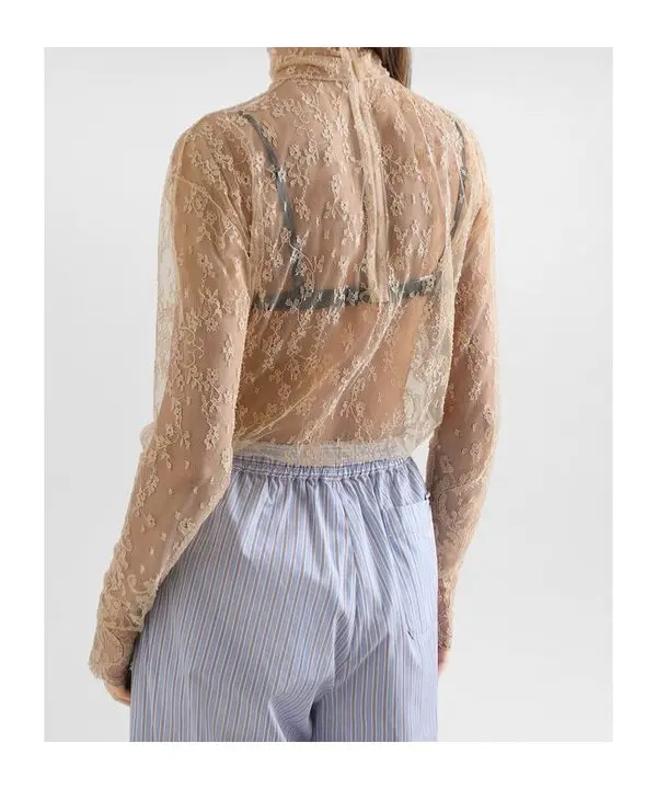 Dolce & Gabbana Lace Turtleneck Top - Pink