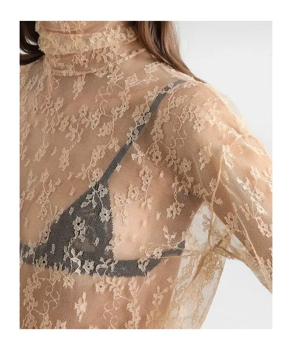 Dolce & Gabbana Lace Turtleneck Top - Pink