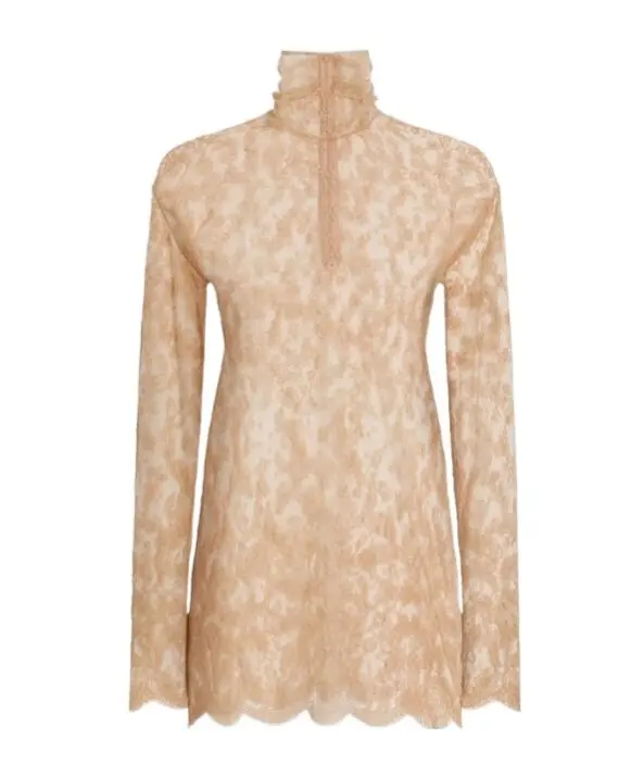 Dolce & Gabbana Lace Turtleneck Top - Pink